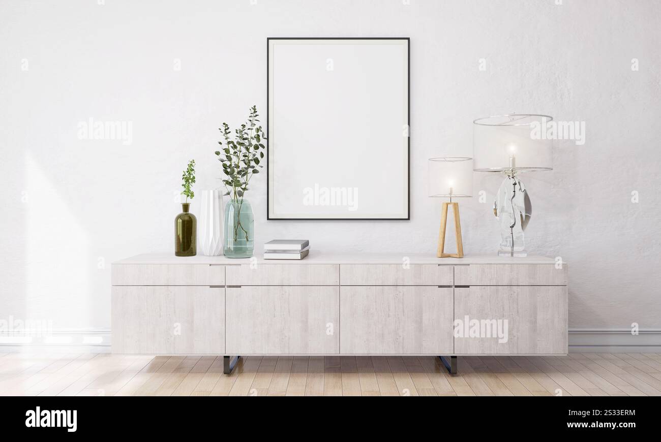 Office room with work desk and picture frame Stock Photo - Alamy