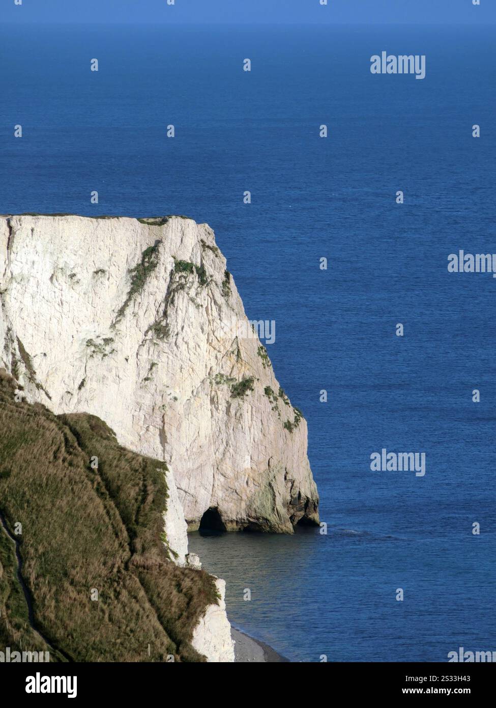 Bat's Head White Chalk Sea Cliff With Bat's Cave at it's Base, Jurassic ...
