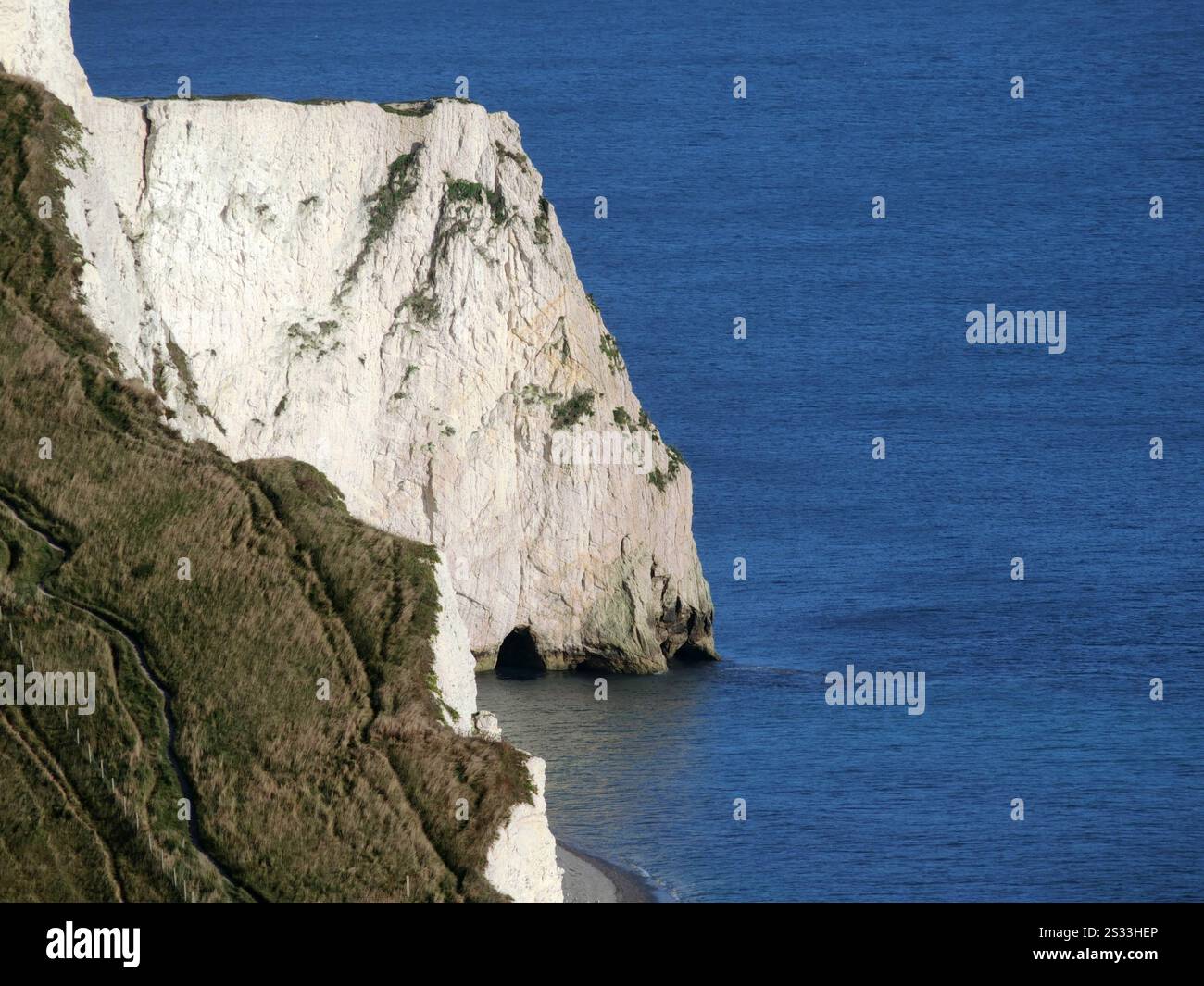 Bat's Head White Chalk Sea Cliff With Bat's Cave at it's Base, Jurassic ...