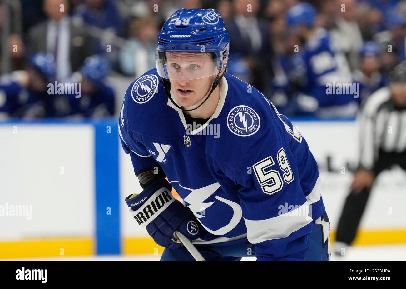Tampa Bay Lightning center Jake Guentzel (59) against the Carolina ...