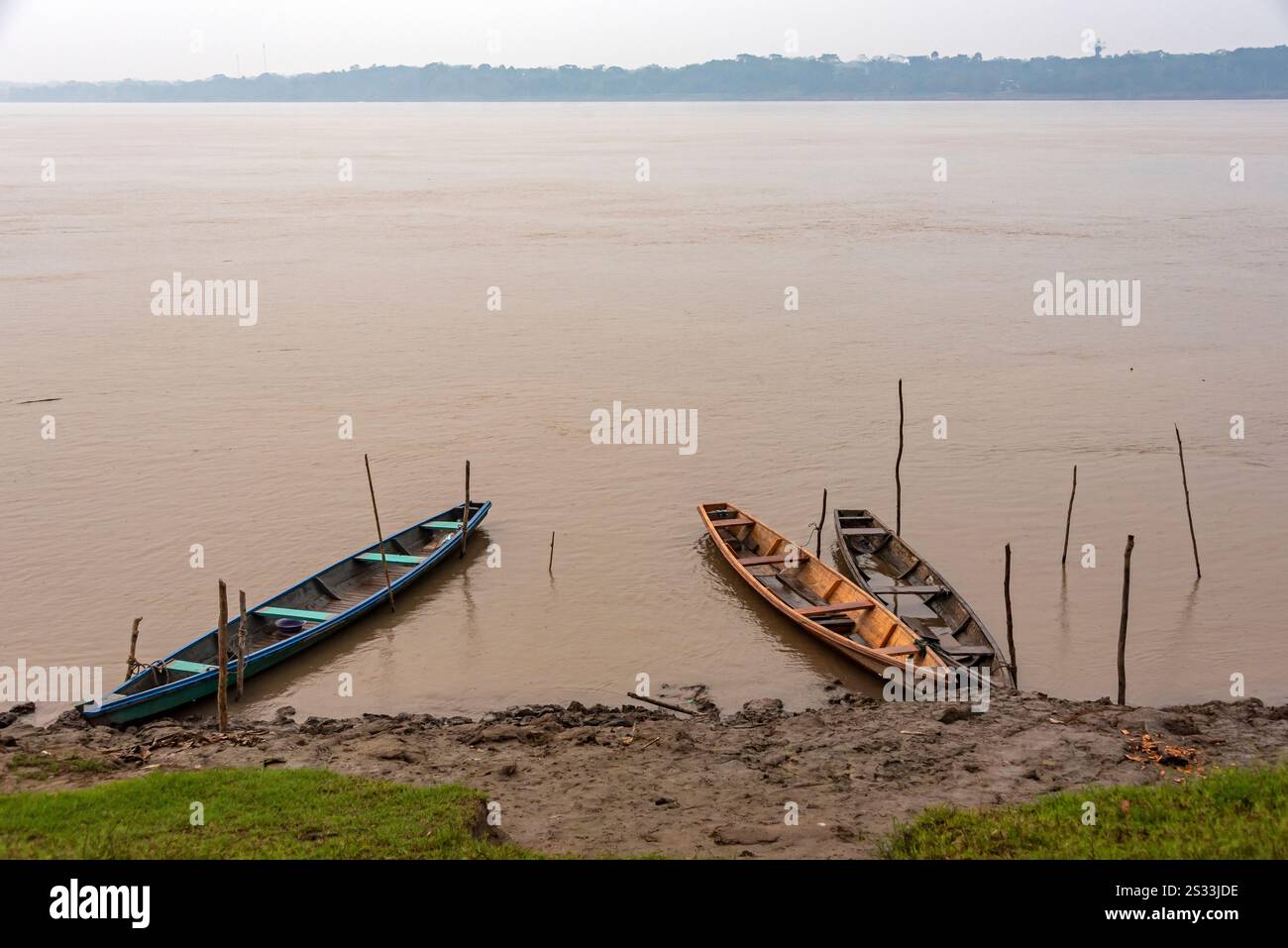 San Antonio del Cacao dock, frontier and port. Frontier between Colombia and Perú. Amazonas ...