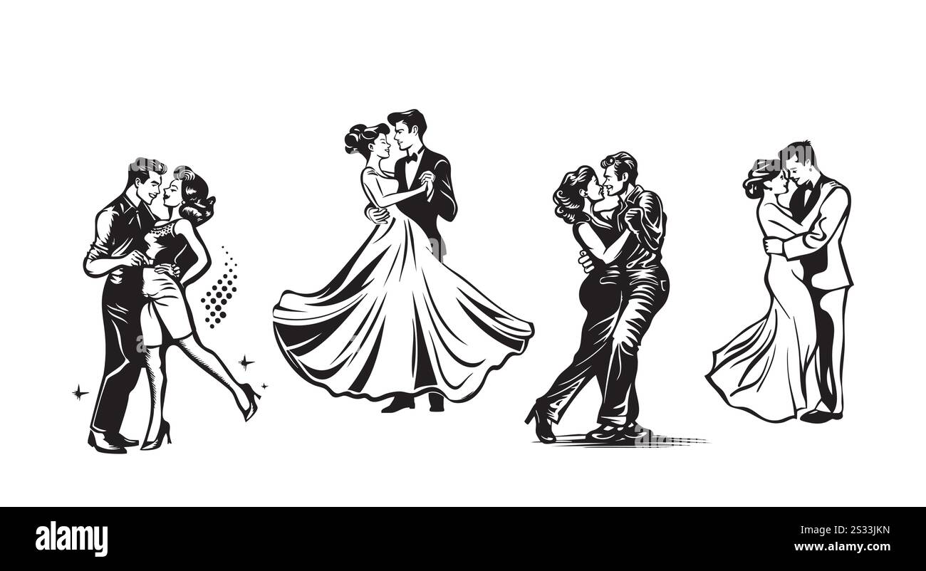 Couple Dancing Passionate Dance Vector Illustration Stock Vector Image ...