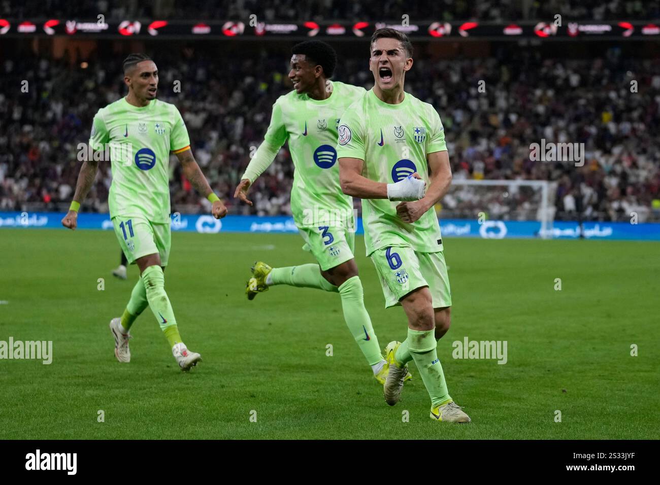 Barcelona's Gavi, front, celebrates after scoring during the Spanish ...
