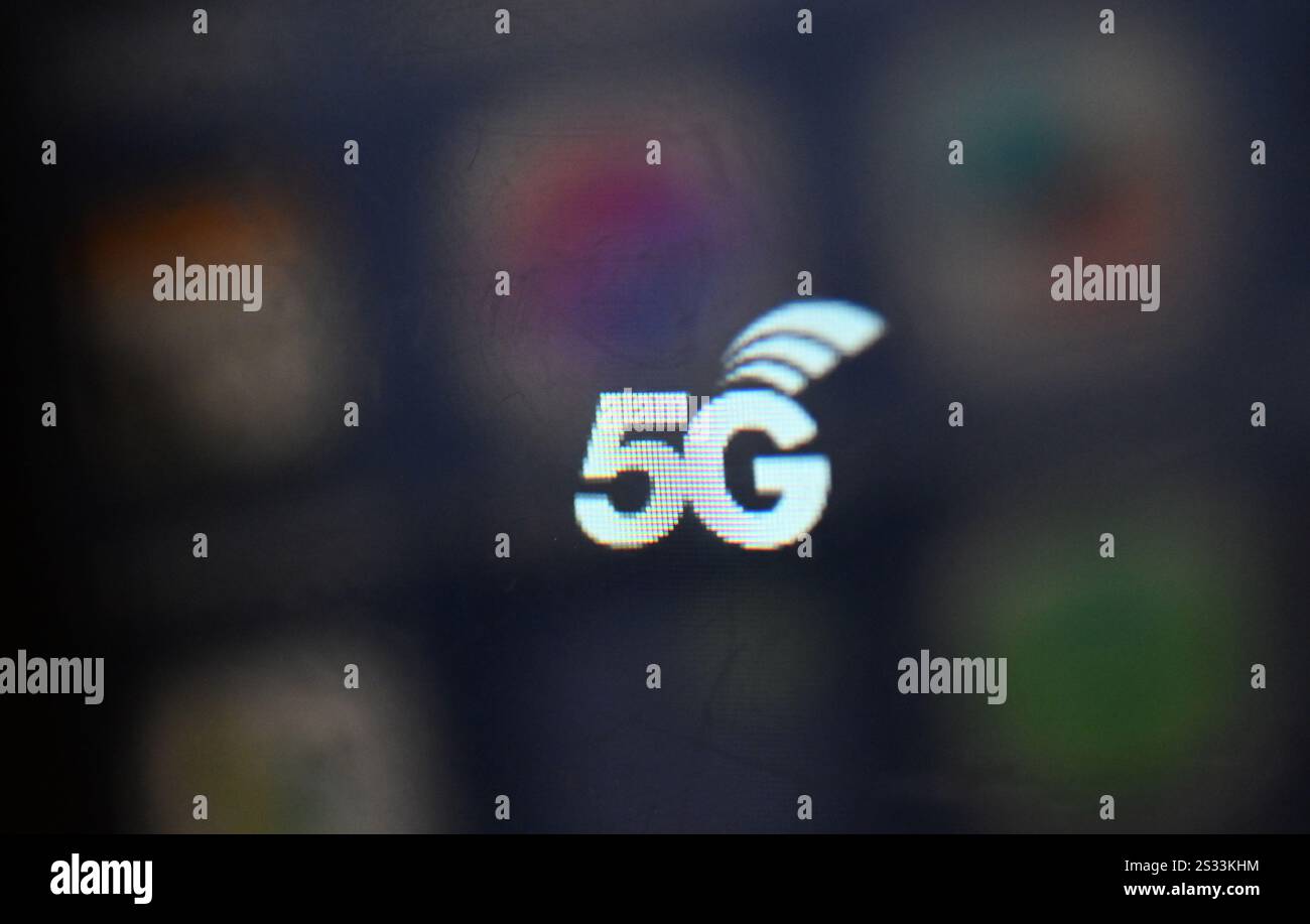 Stuttgart, Germany. 08th Jan, 2025. The logo of the 5G mobile network ...
