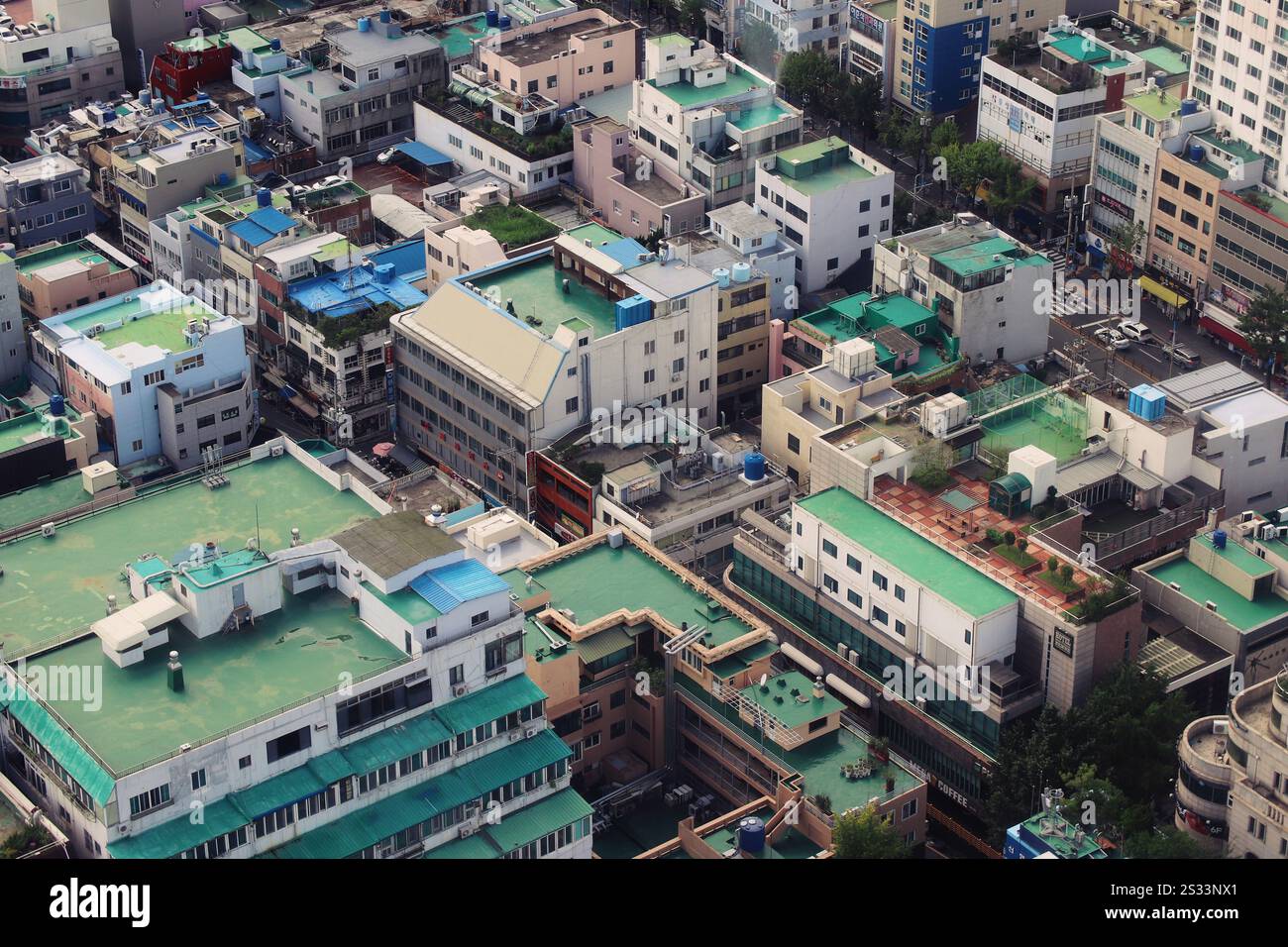 Busan, South Korea - September 6 2019: Aerial view of urban ...