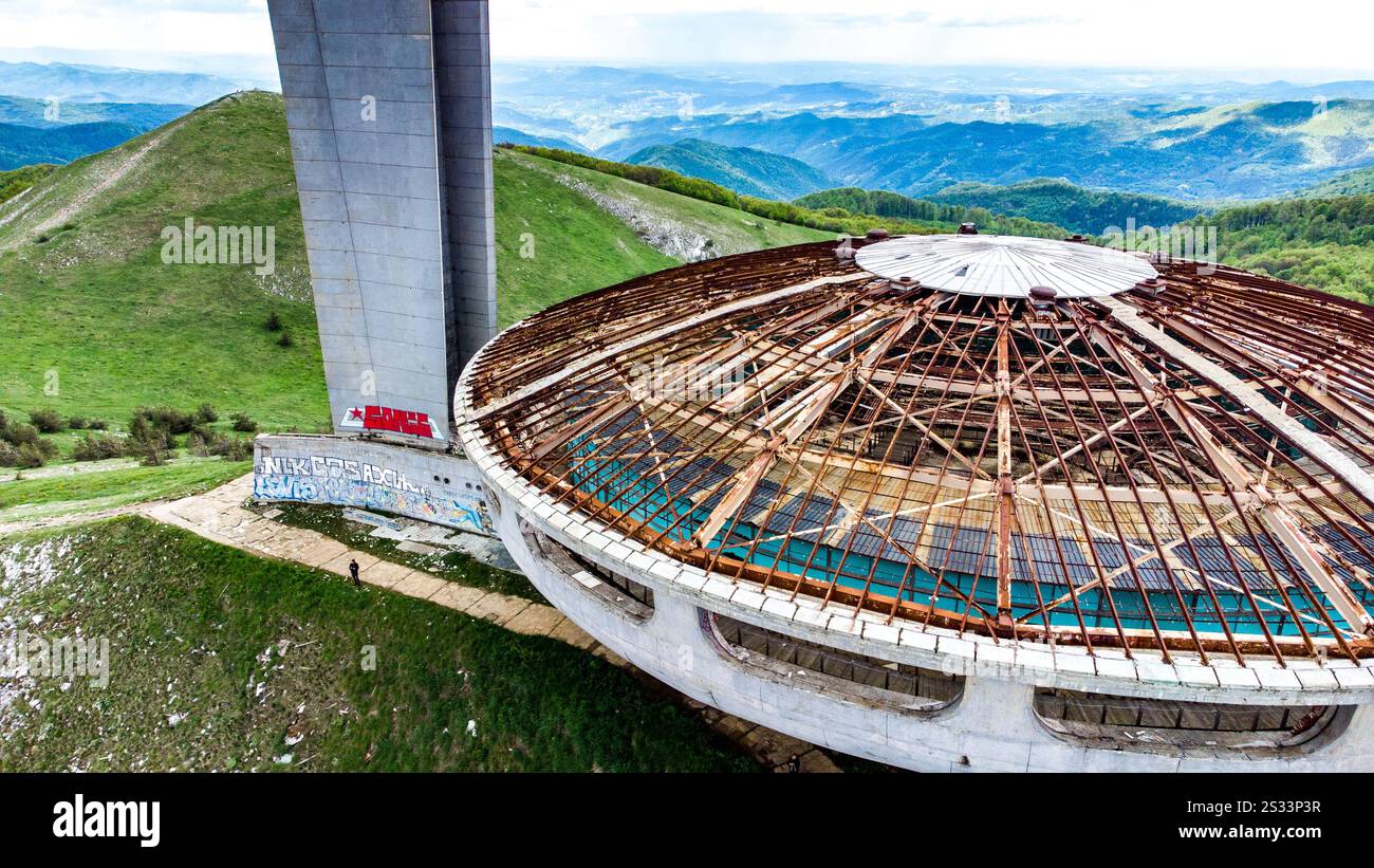 Aerial perspective captures breathtaking mountain hi-res stock ...