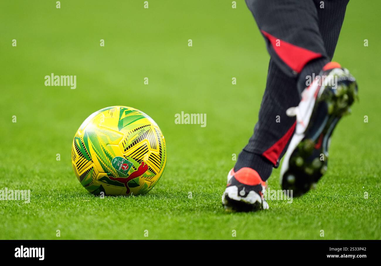 The official Puma match ball during the Carabao Cup semi-final first ...