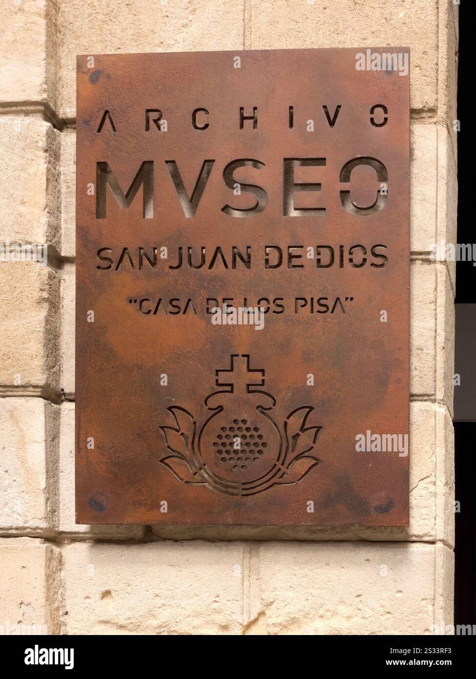 GRANADA, SPAIN - MARCH 10, 2016: Sign outside The Archive of Saint John ...