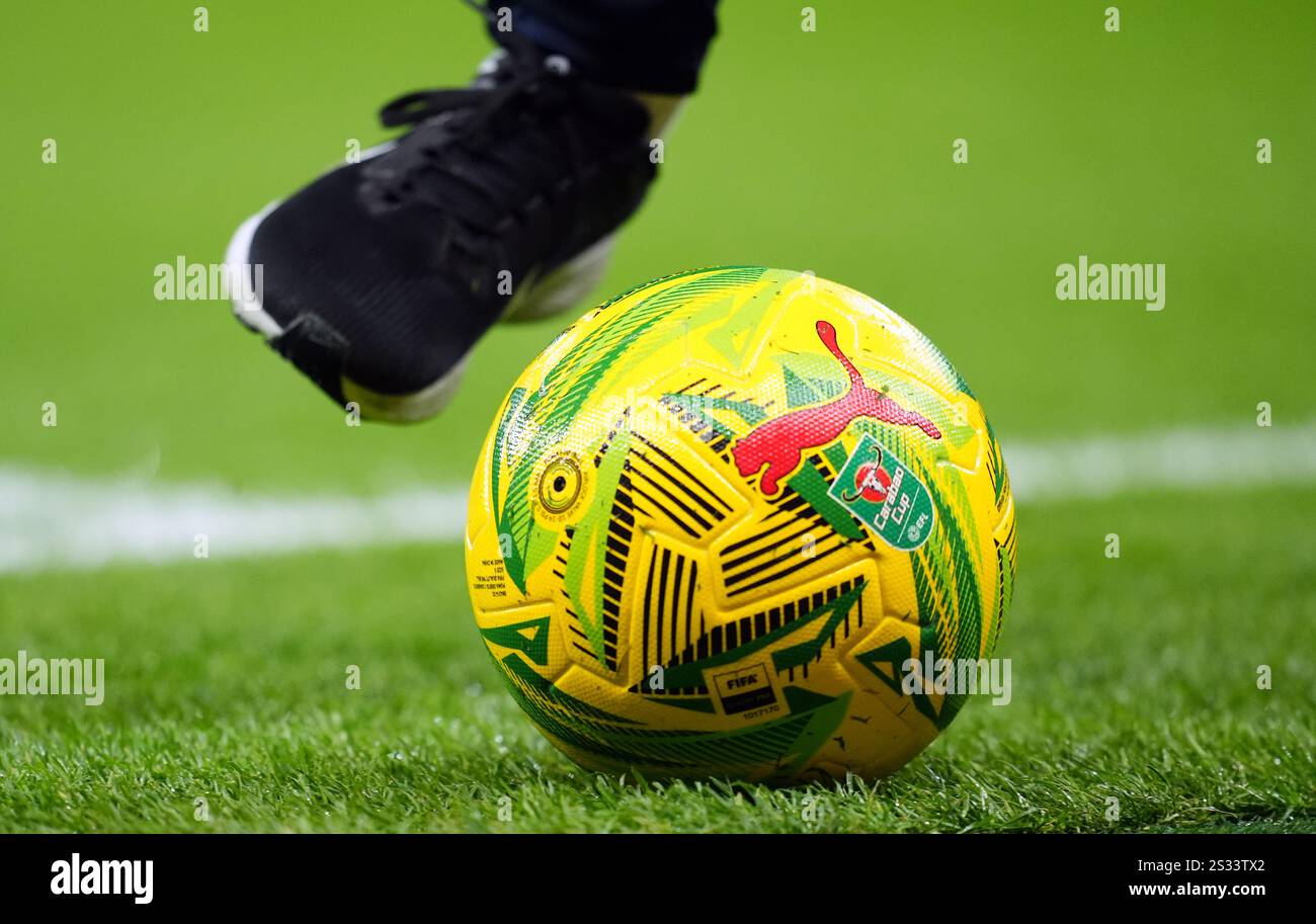 The official Puma match ball during the Carabao Cup semi-final first ...