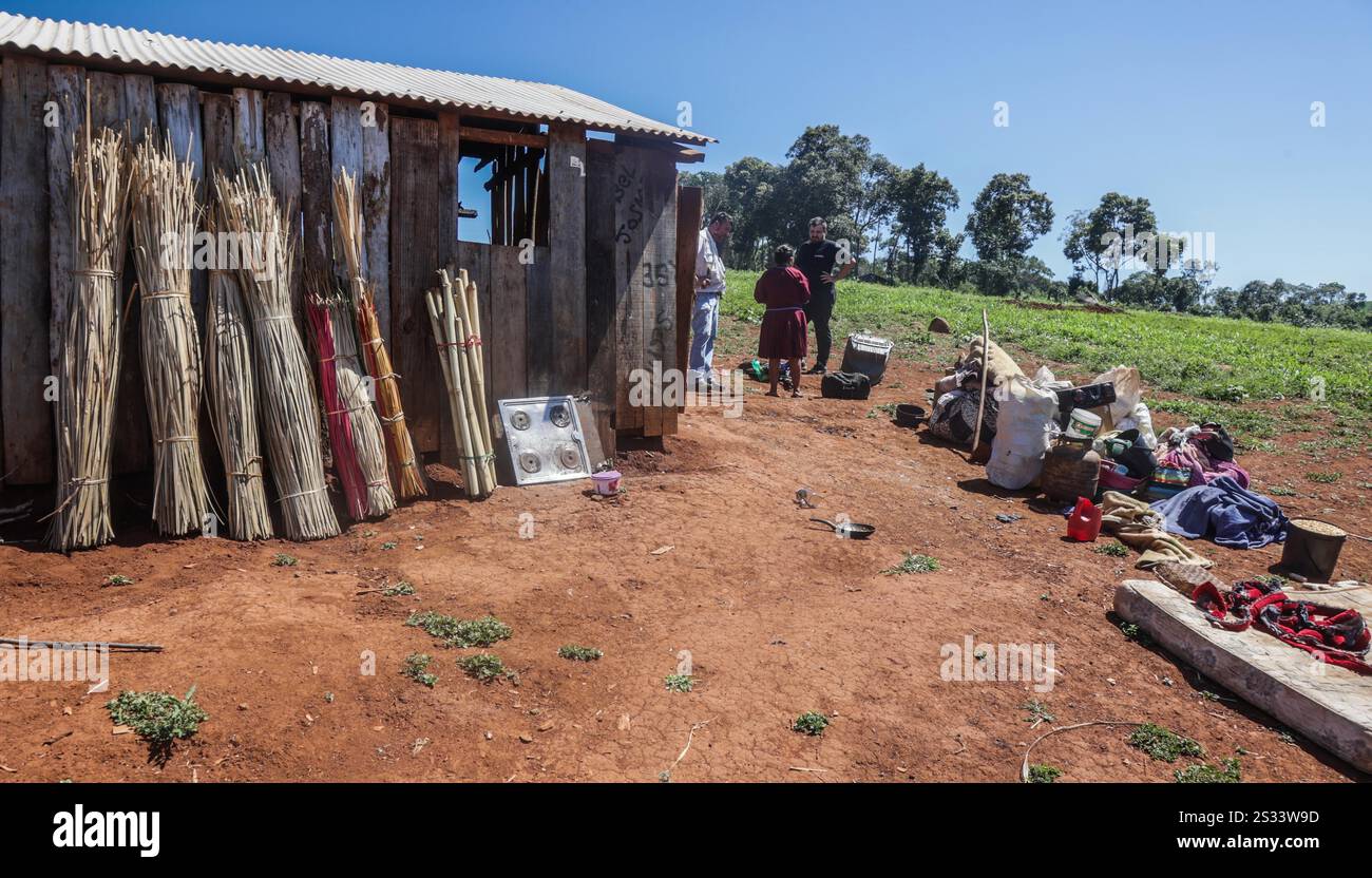A fight between two indigenous people from the Caingangues tribe, one ...