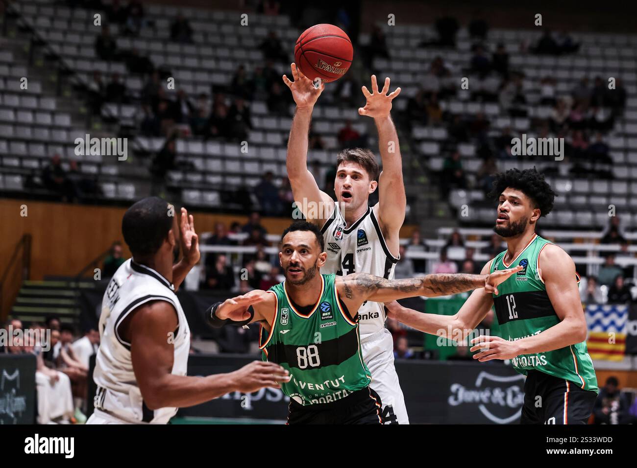 Dustin Sleva of Besiktas Fibabanka and Adam Hanga of Joventut Badalona ...
