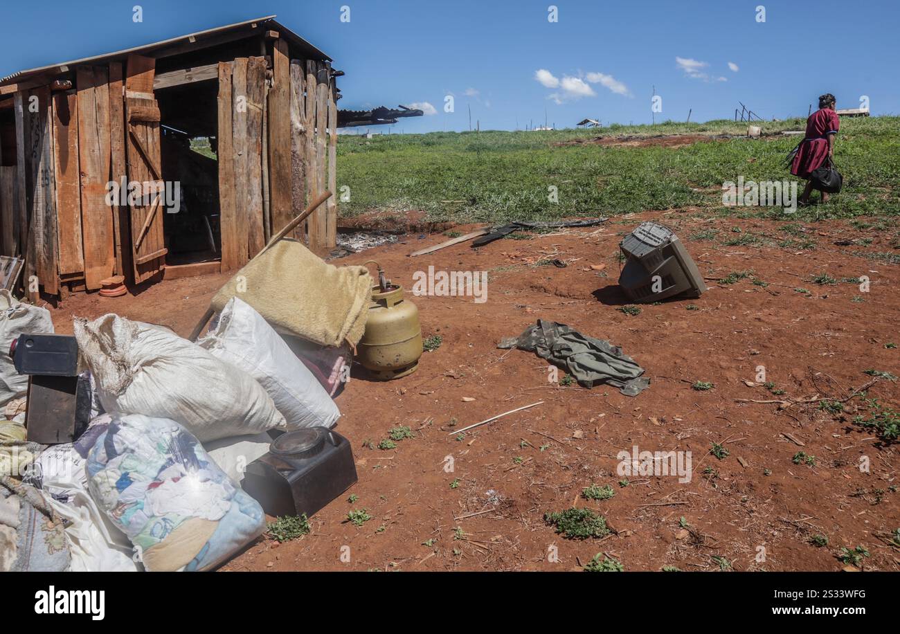 A fight between two indigenous people from the Caingangues tribe, one ...