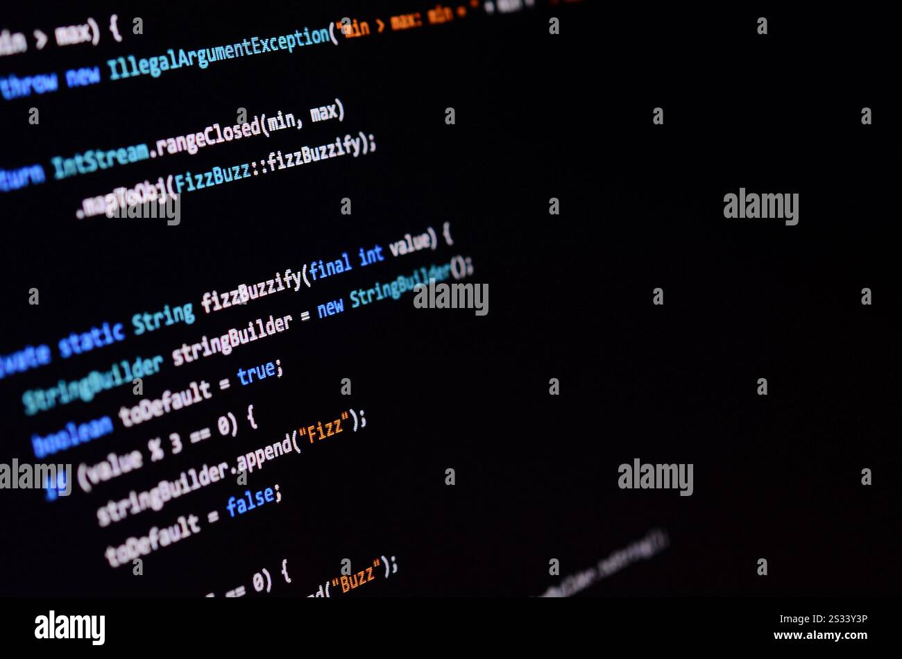 Macro shot of the command line on the monitor of the office computer ...