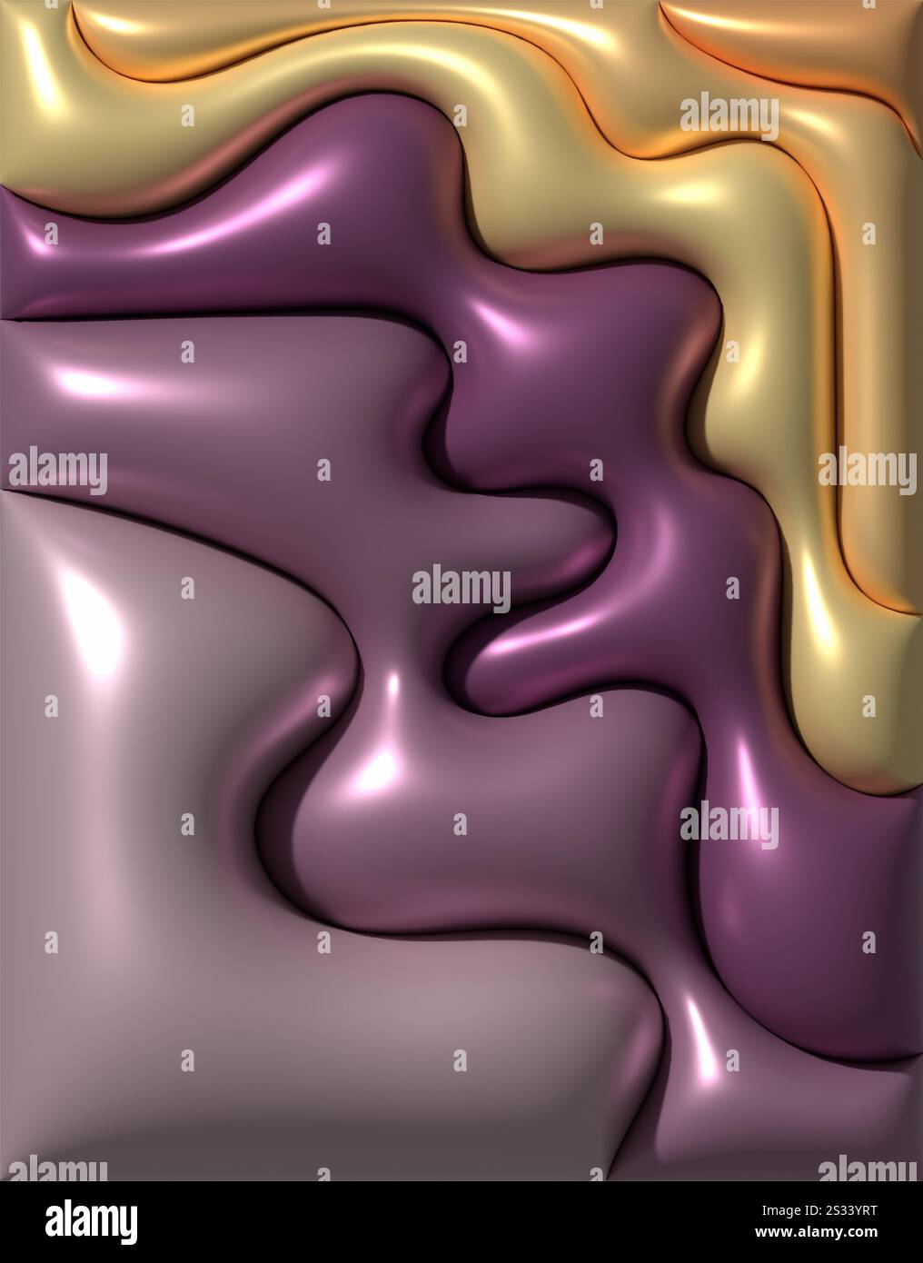 Multicolored wavy inflated figures with smooth shiny surface, 3D rendering illustration Stock ...