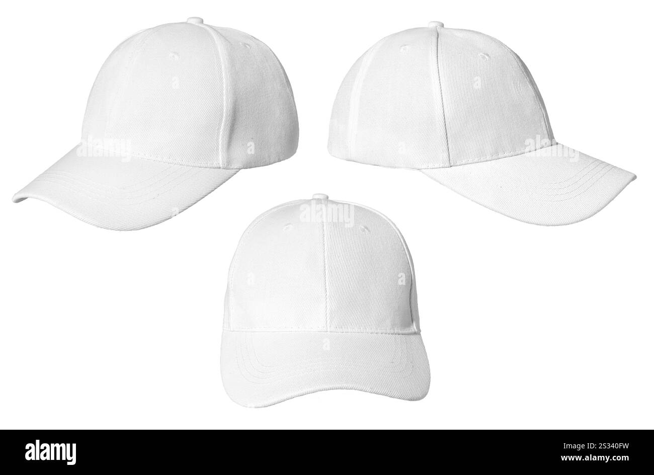 Set of Blank white baseball cap isolated on white background. Template ...