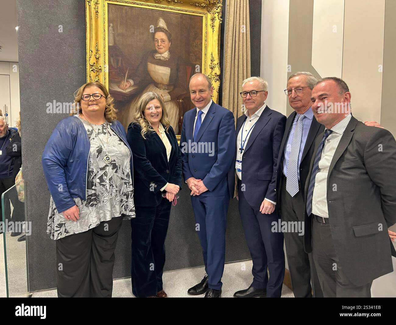 Fianna Fail leader Micheal Martin (centre left) at the Rotunda Hospital ...