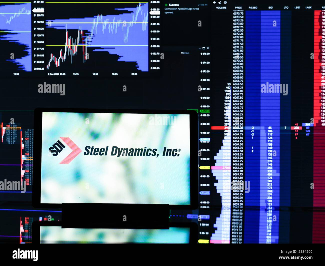 Germany. 08th Jan, 2025. In this photo illustration, the Steel Dynamics, Inc. logo seen ...
