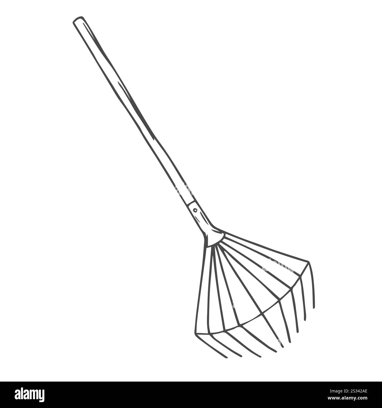 Gardening tools rake outline icons. Black and white Engraved vector ...