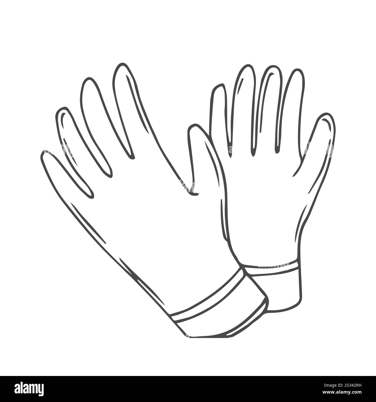 Rubberized gardening gloves hand drawn in doodle style. Hand protection when working in the ...