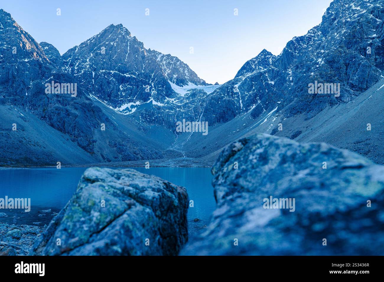 Norway, Lyngen Alps, Lake Blåvatnet Stock Photo - Alamy