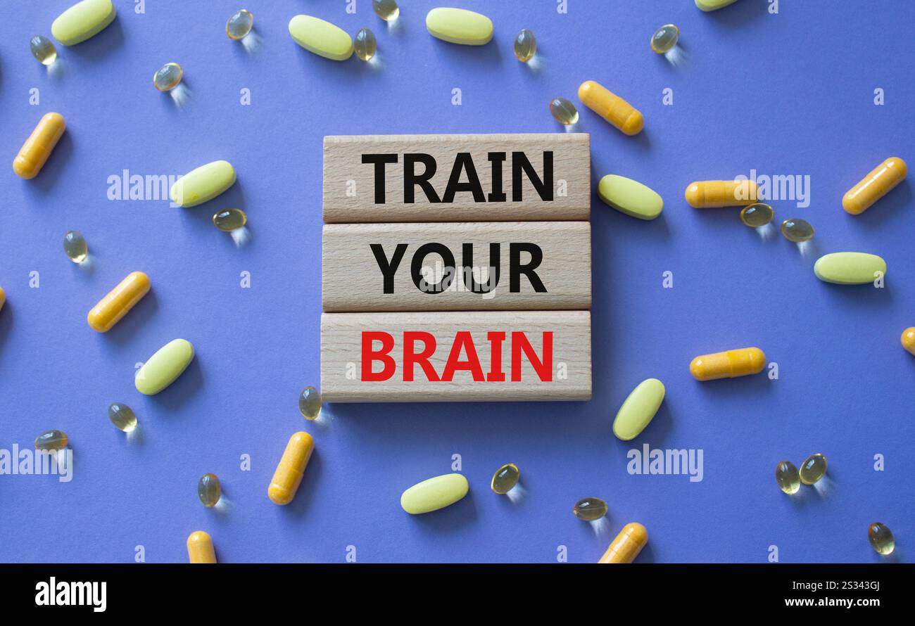 Train Your Brain symbol. Concept words Train Your Brain on wooden ...