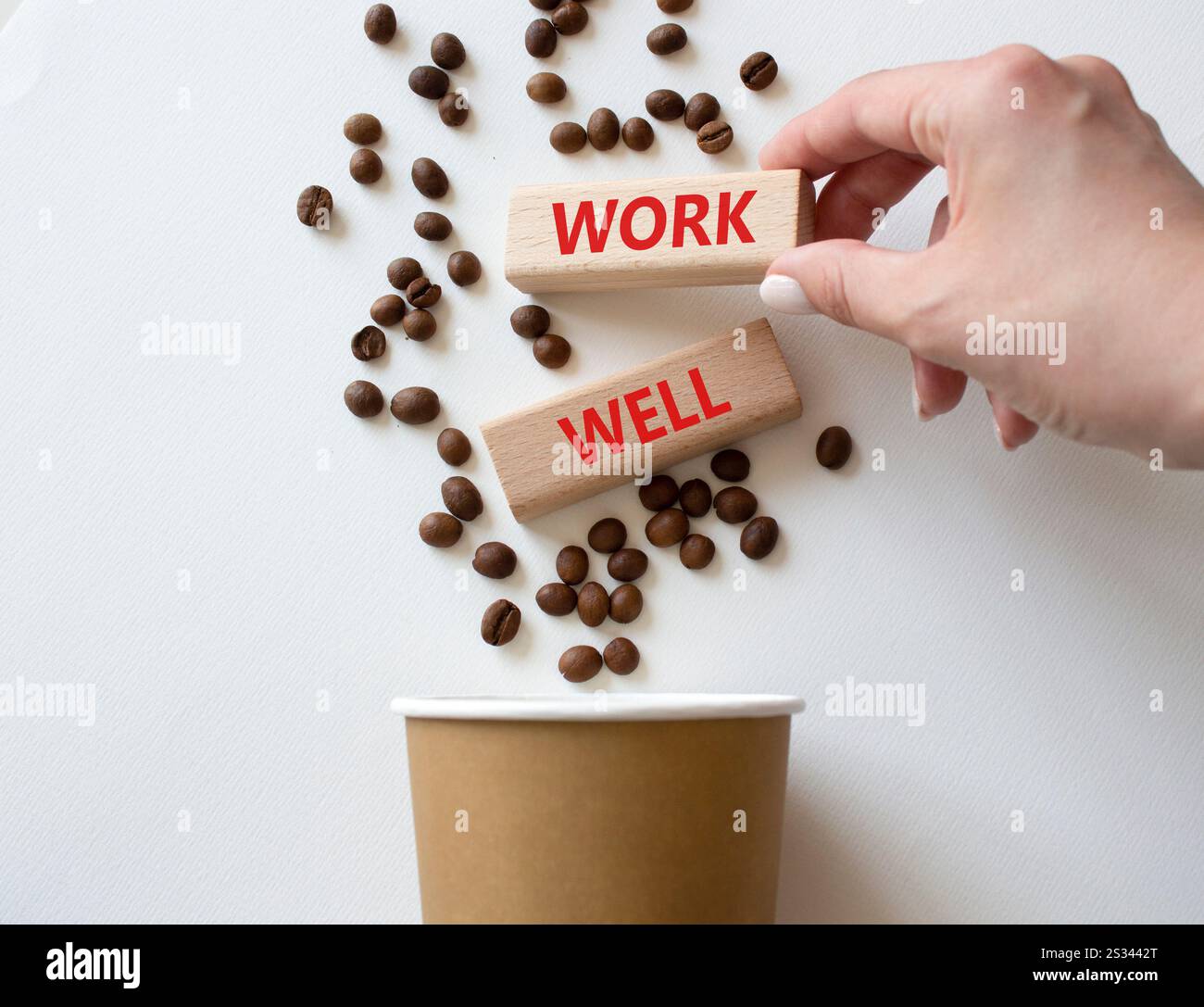 Work Well symbol. Concept word Work Well on wooden blocks. Beautiful ...