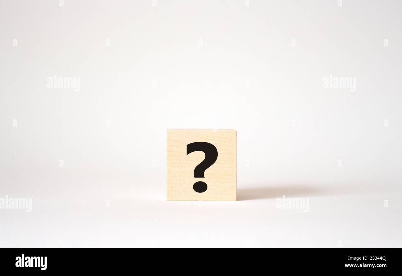 Question mark symbol. Concept words question mark on wooden cube ...
