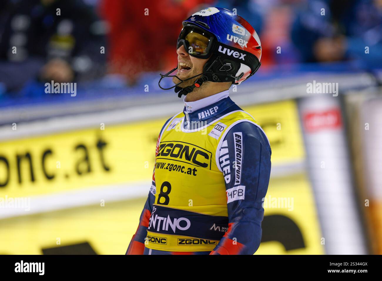 Croatia's Samuel Kolega gets to the finish area after completing an ...