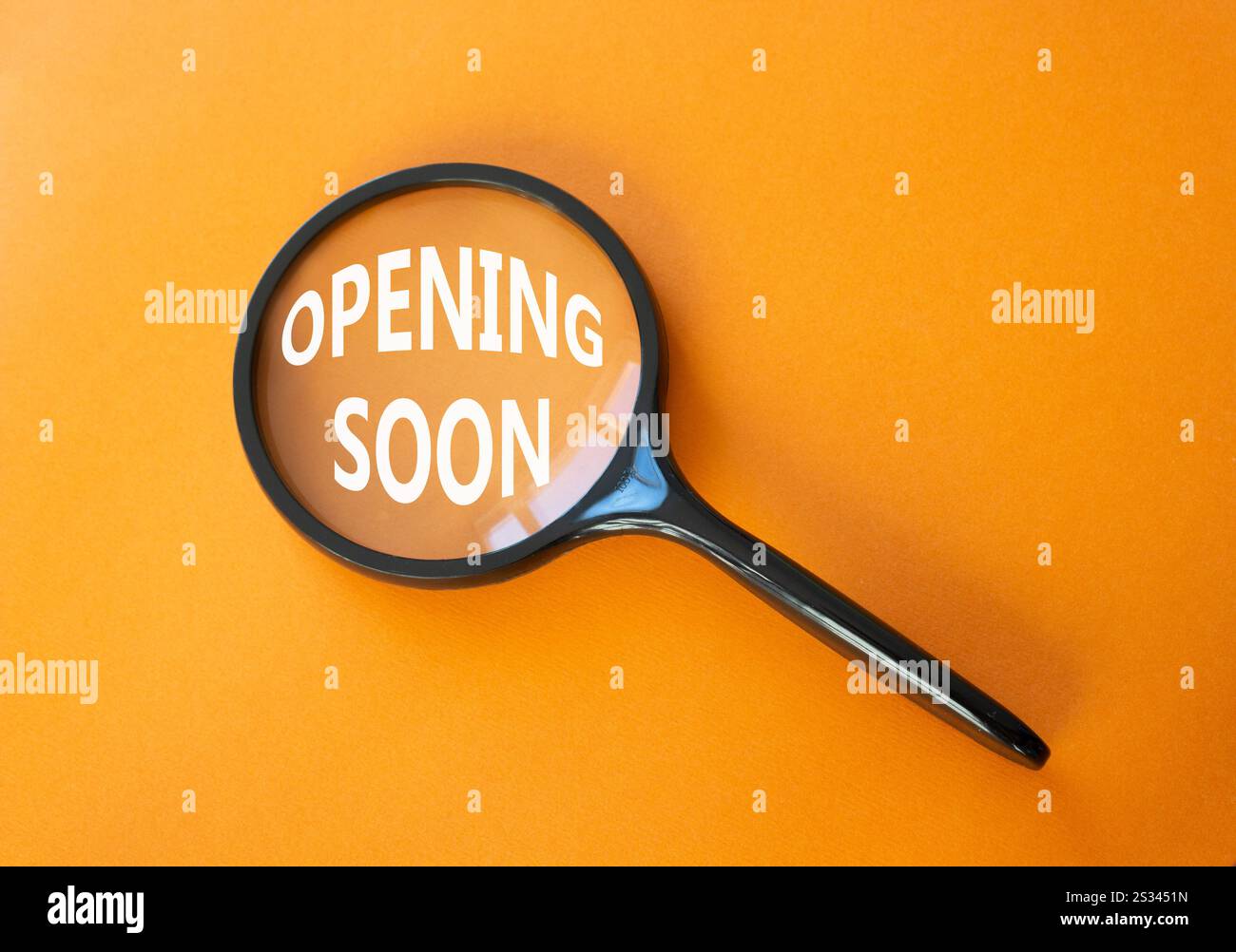 Opening soon symbol. Magnifying Glass with Concept word Opening soon ...
