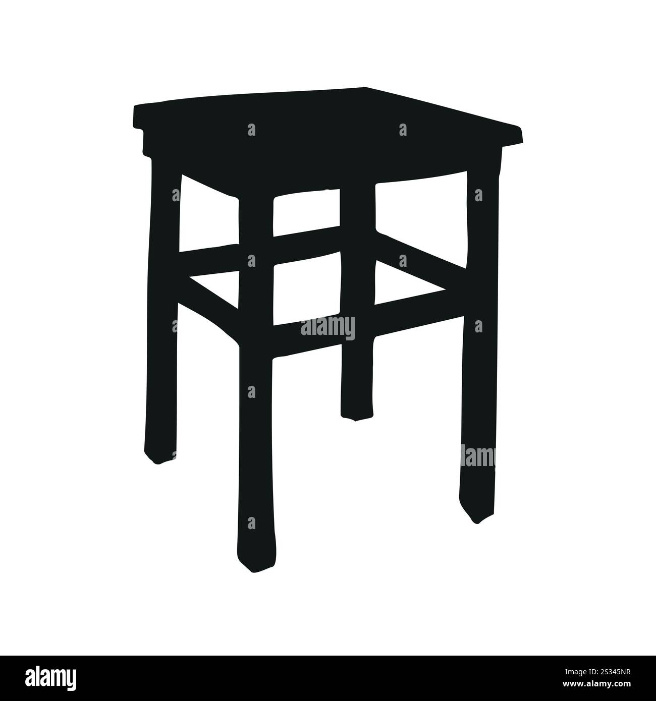 Vector hand drawn stool silhouette isolated on white background Stock ...