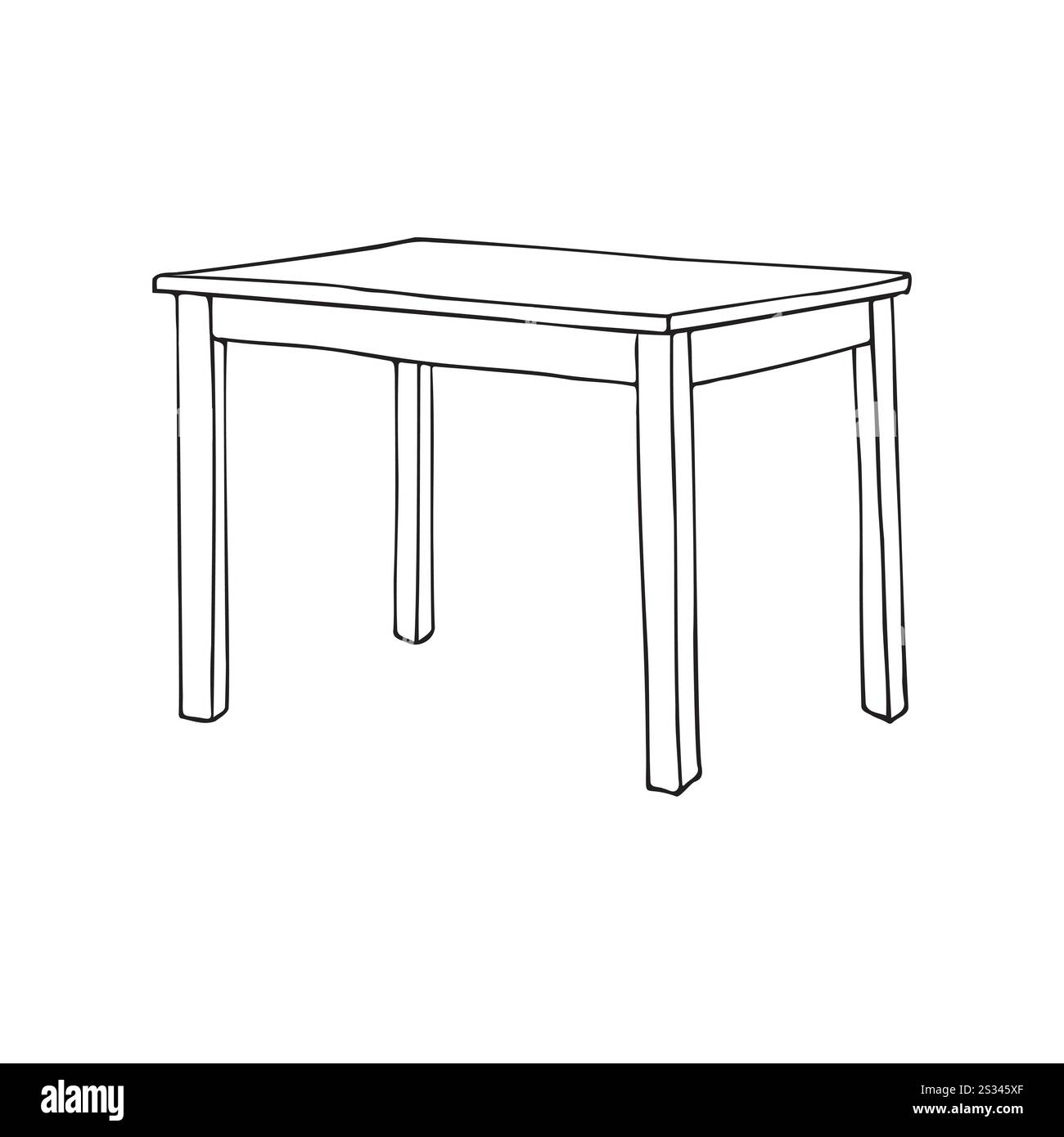 Vector hand drawn sketch doodle outline table isolated on white ...