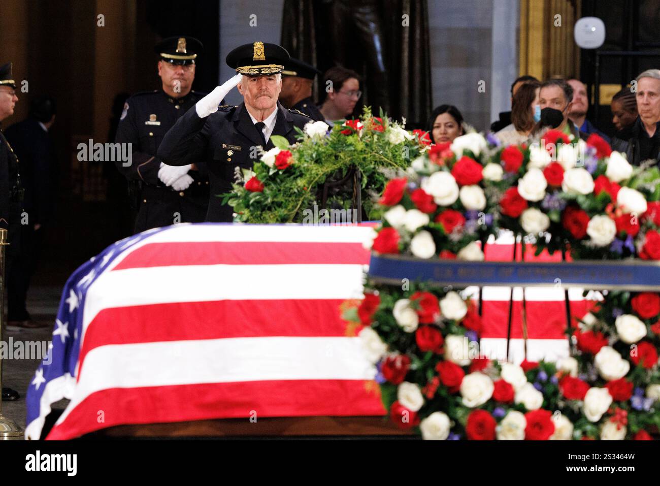 Capitol Police Chief J. Thomas Manger pays his respects to the late ...