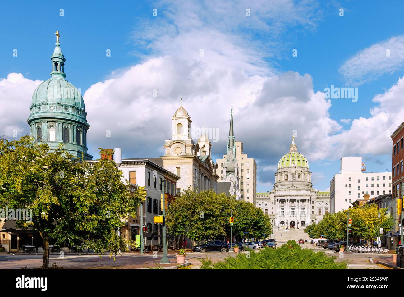 Historic State Street with Saint Patrick Cathedral and Grace United ...