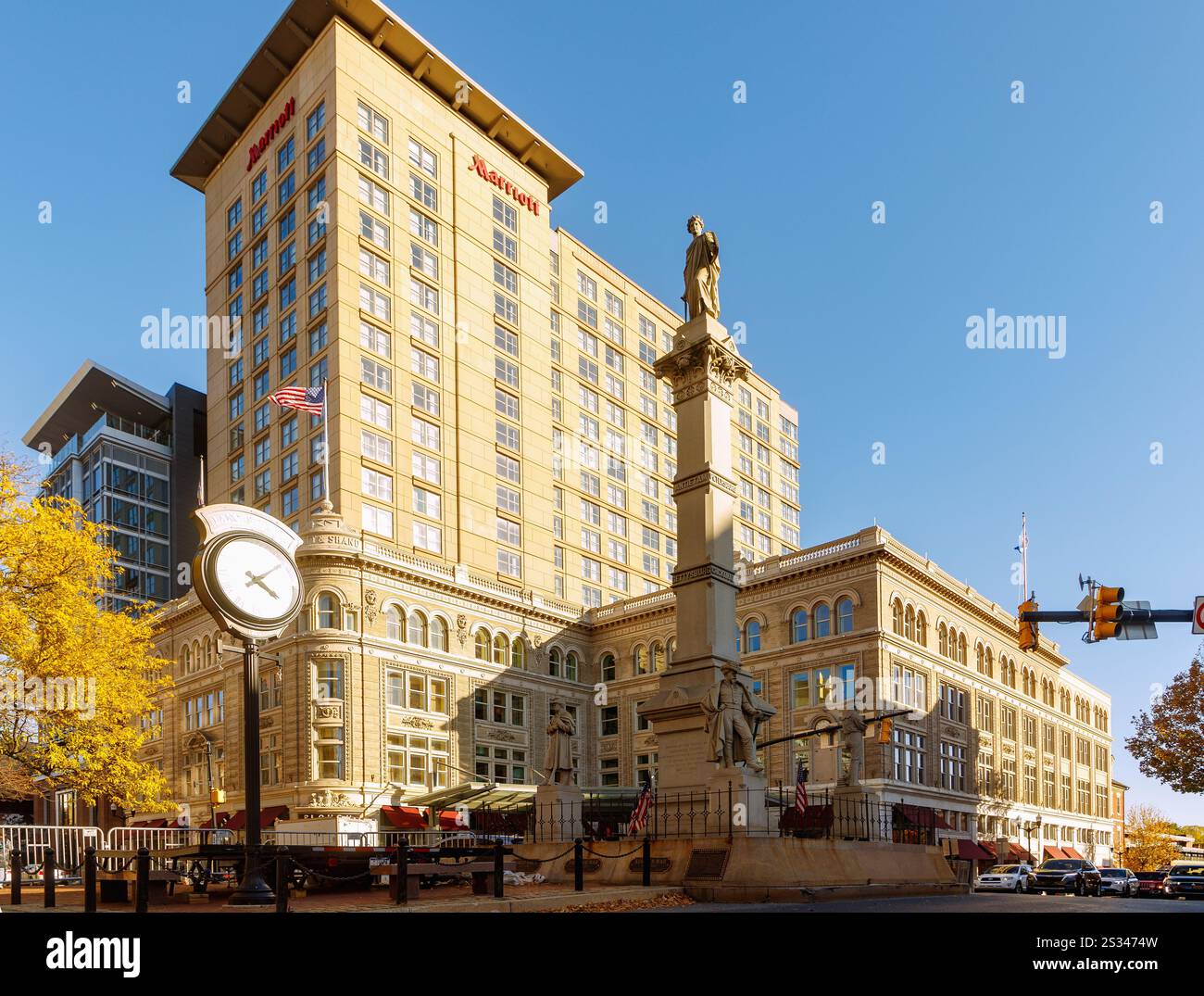 Penn Square with Soldiers and Sailors Monument and the historic Watt ...