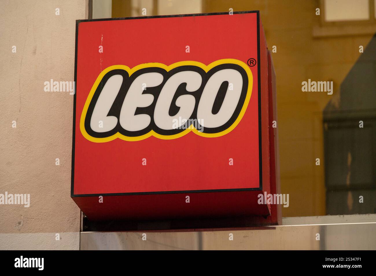 A logo of the Danish toymaker LEGO is seen outside a store on the ...