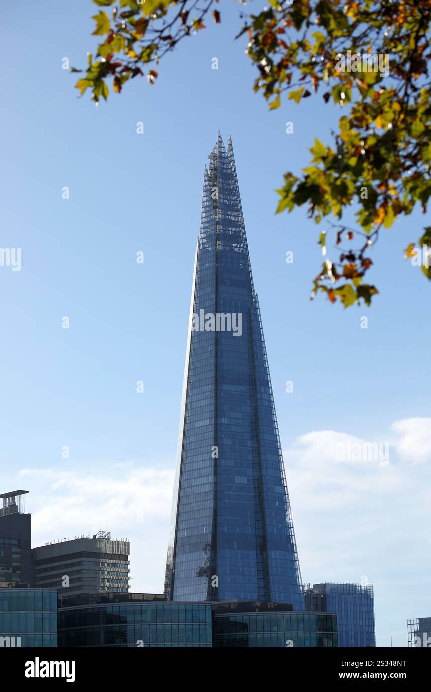 The Shard London in daylight framed by autumn trees Stock Photo - Alamy