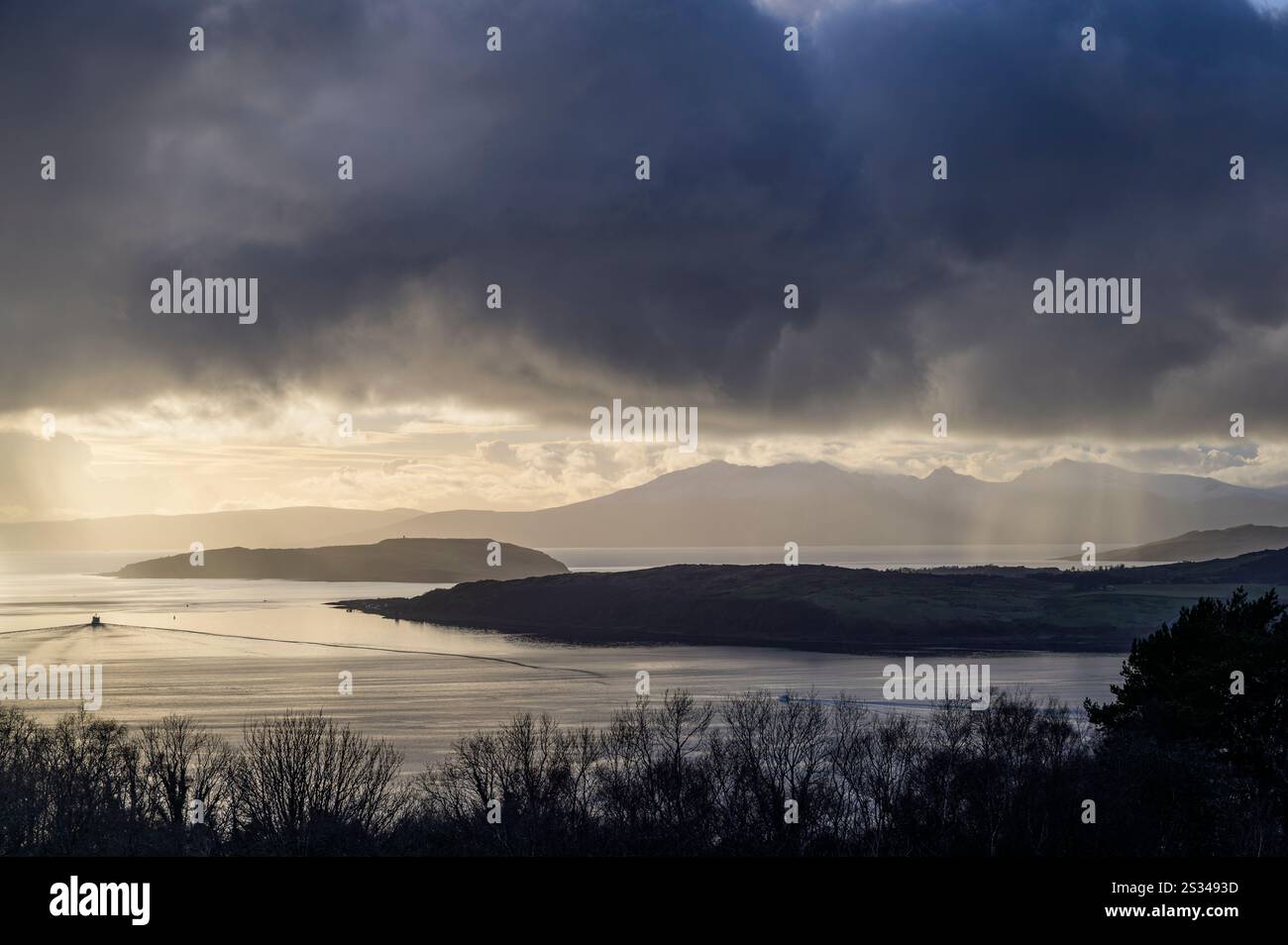 View across the Firth of Clyde towards the Island of Arran, Ayrshire ...