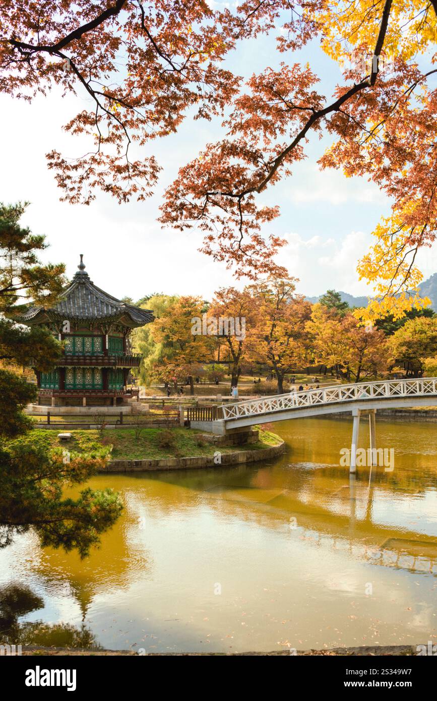Hyangwonjeong Pavilion in Seoul, near Gyeongbokgung Palace Stock Photo ...