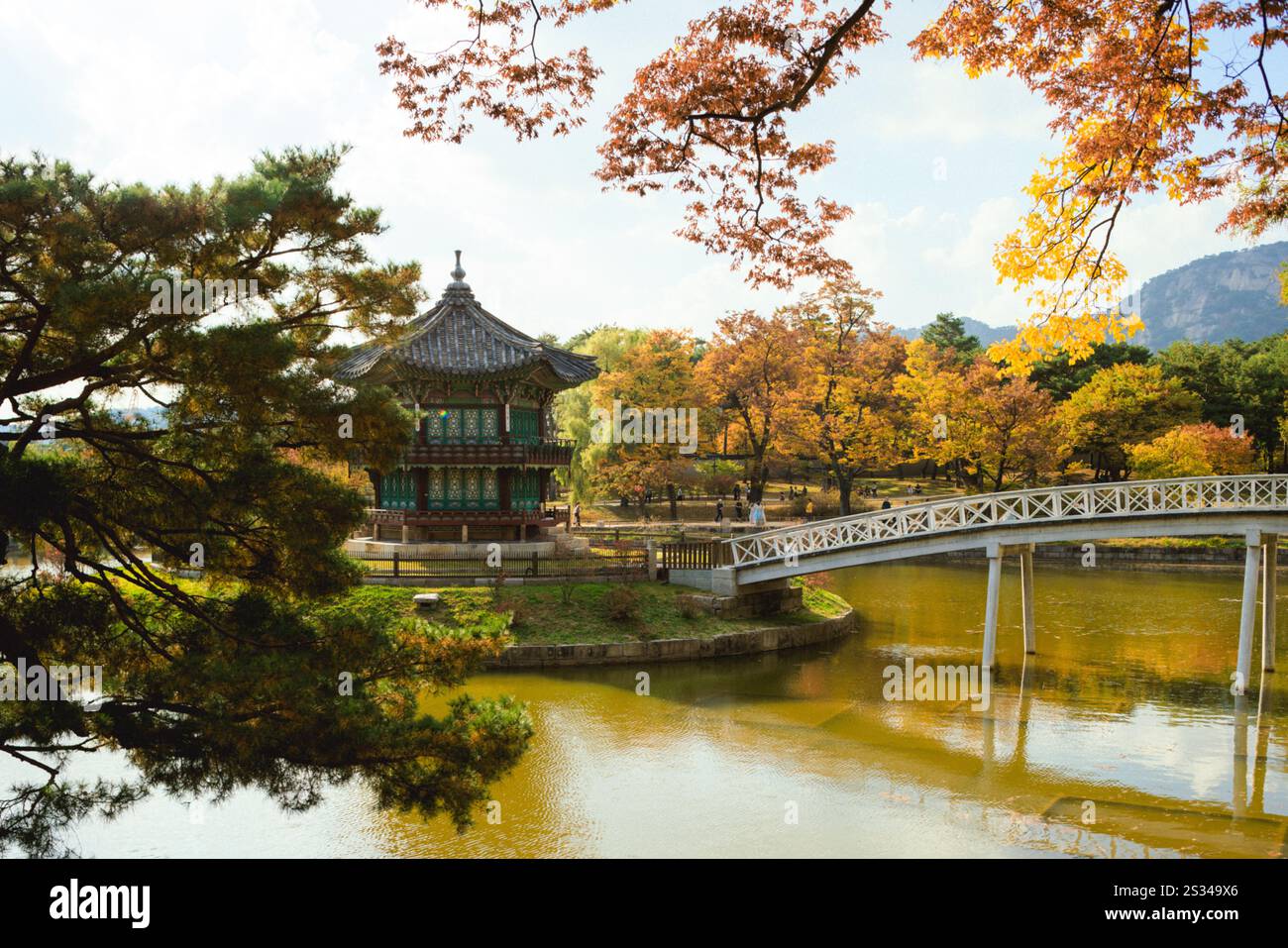Hyangwonjeong Pavilion in Seoul, near Gyeongbokgung Palace Stock Photo ...
