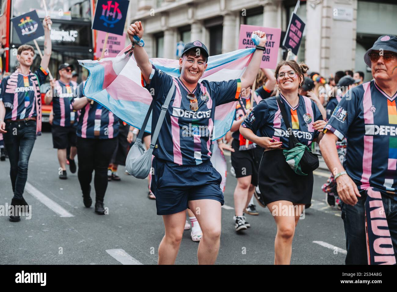Participants Celebrating at the Pride of London 24 Parade with Flags ...