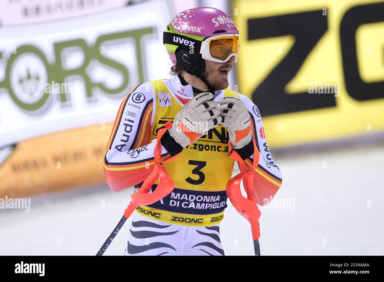 Madonna Di Campiglio, Italy. 08th Jan, 2025. Linus Strasser of Germany ...