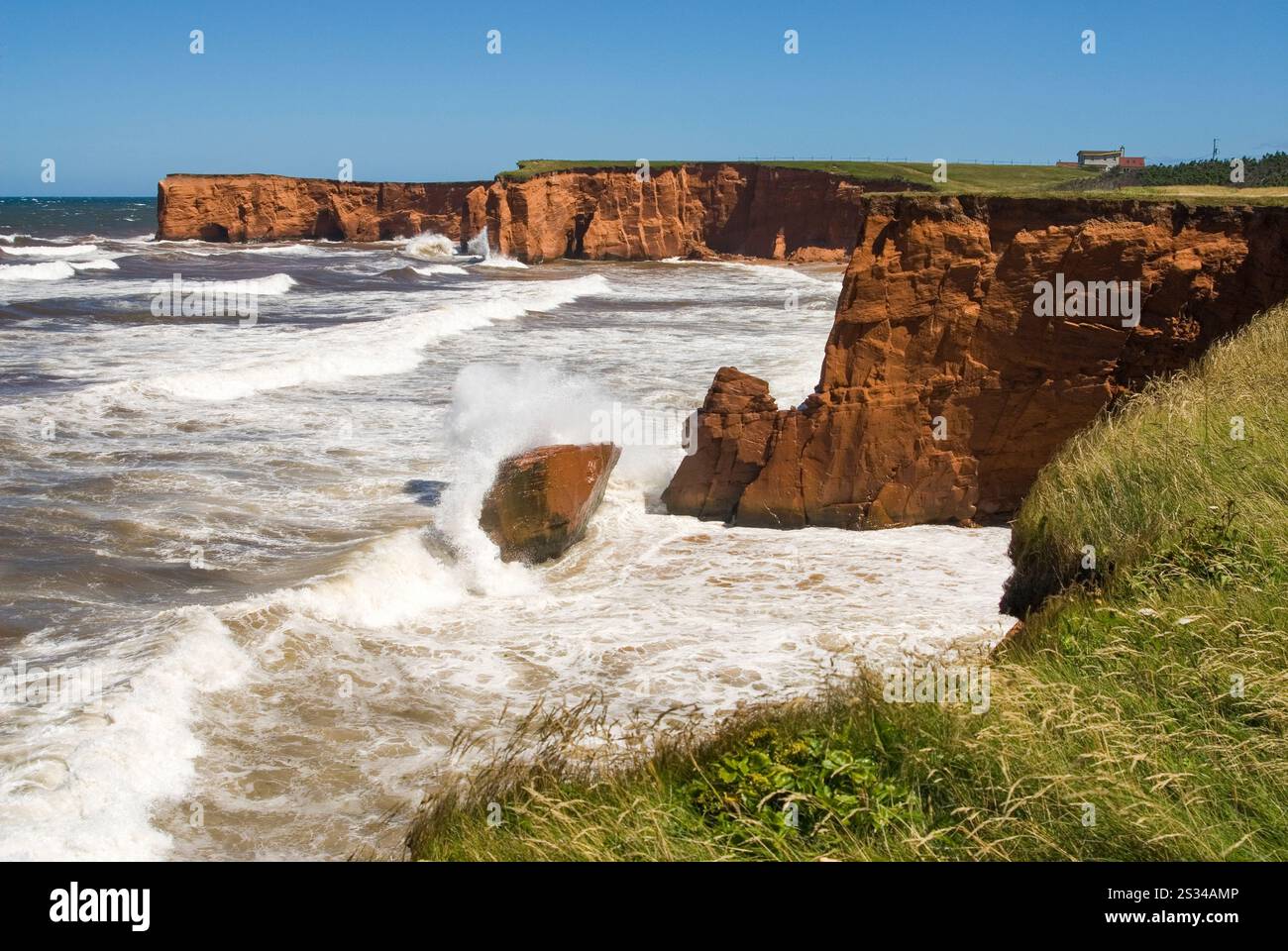 sandstone cliffs of Belle-Anse,Cap aux Meules island,Magdalen Islands ...