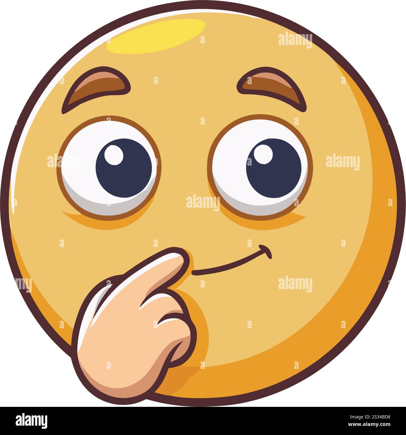 Cute thinking emoji face with hand on chin expressing curiosity ...