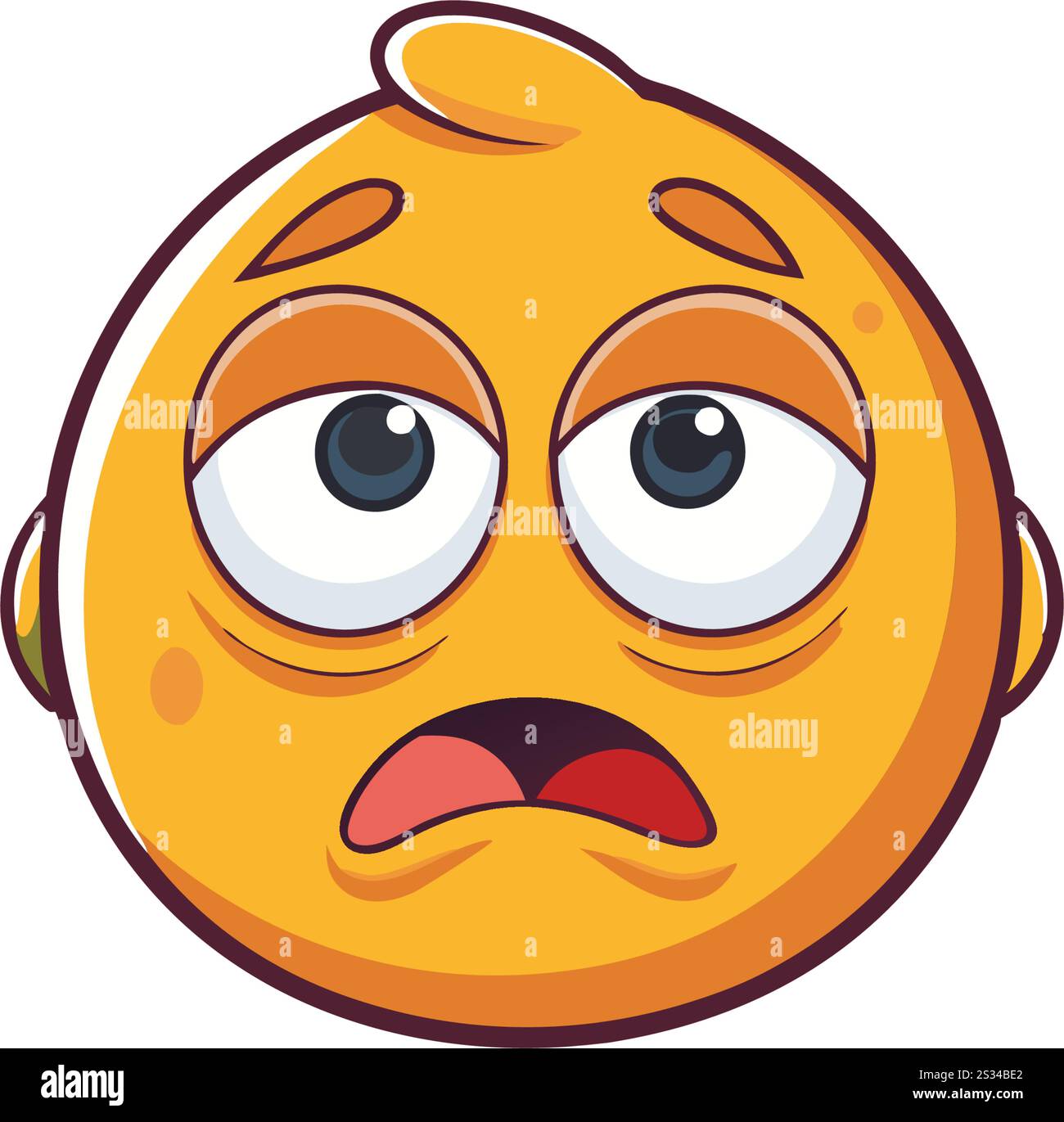 Illustration of a tired emoji with a fatigued expression and droopy ...