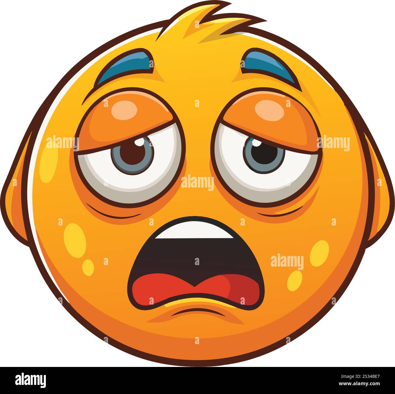 Cartoon weary emoji face with droopy eyes and tired expression ...