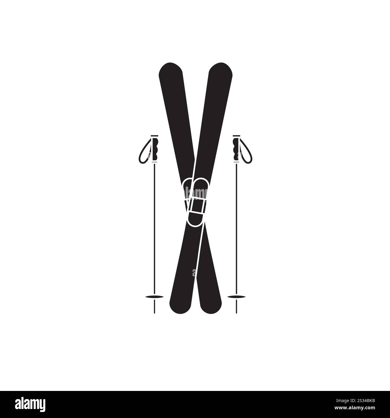 Vector flat black crossed ski isolated on white background Stock Vector ...