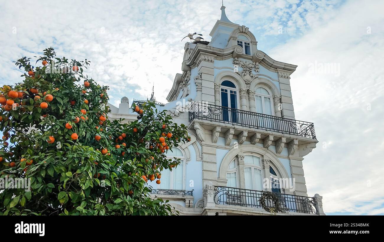 The exterior of Belmarço Palace in Faro, Portugal, showcasing its ...