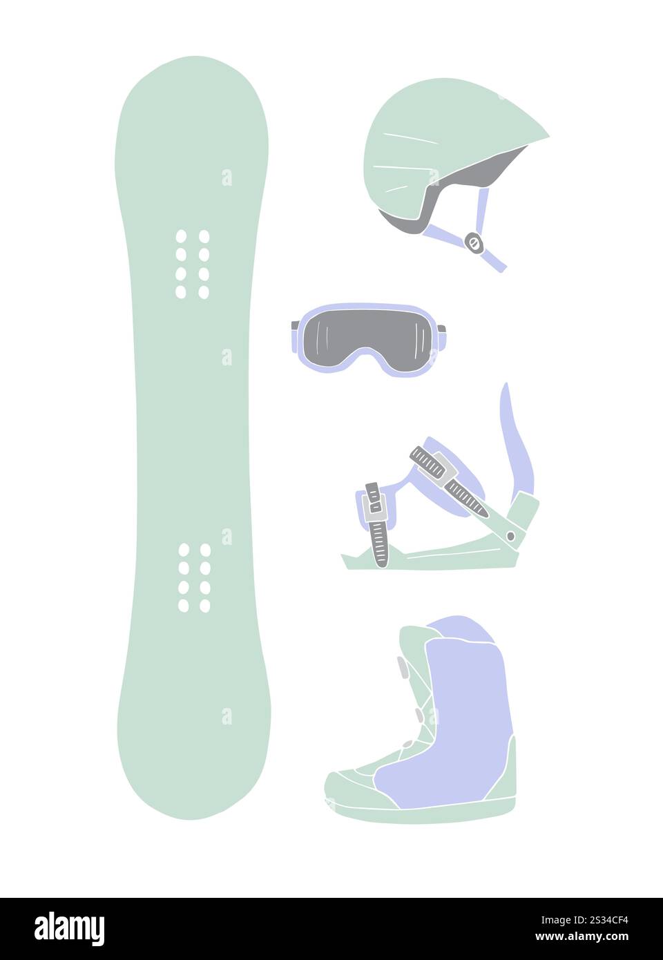 Vector set bundle of different color hand drawn doodle sketch snowboard ...