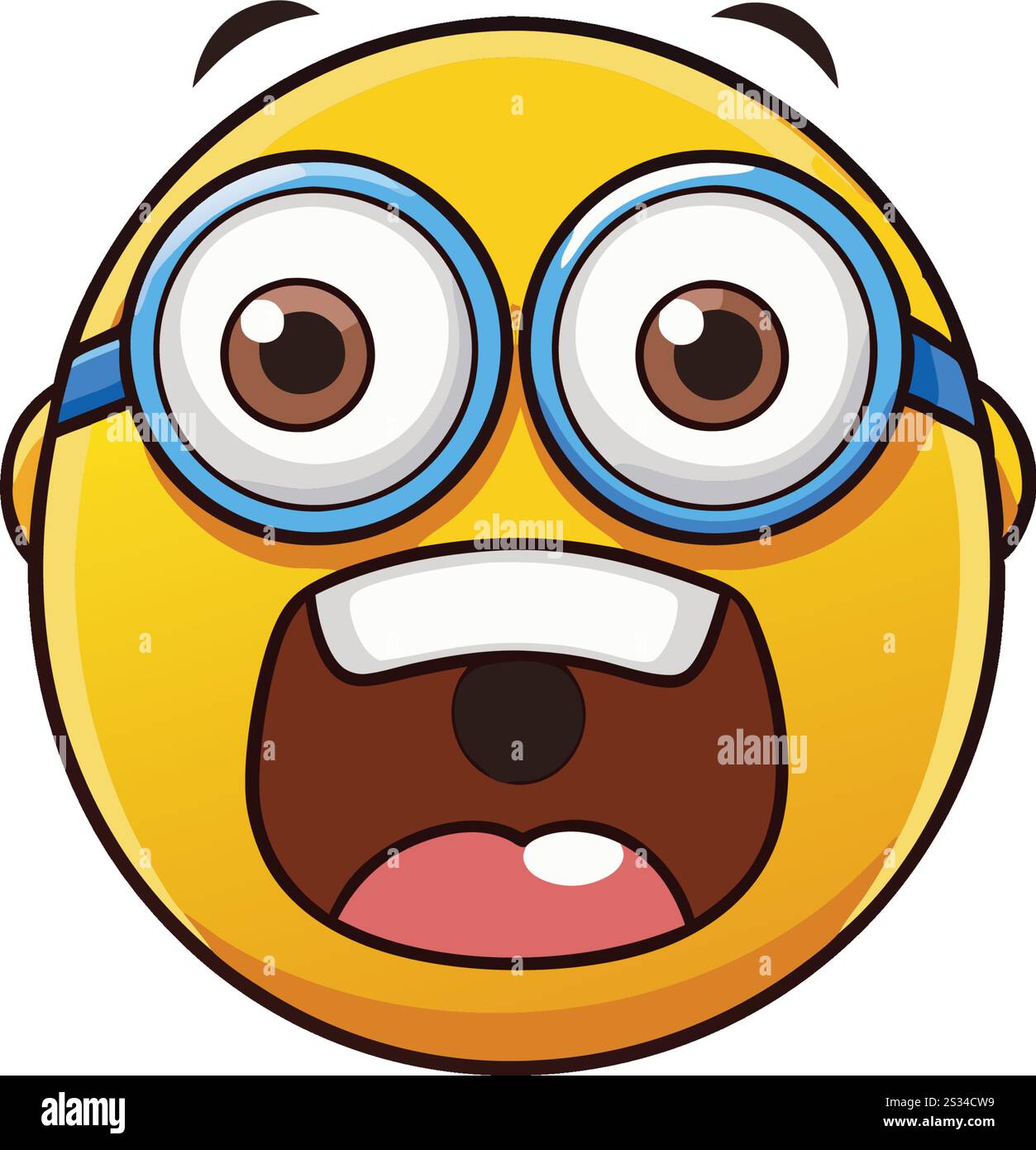 Cartoon emoji expressing fear and shock with wide eyes and open mouth ...