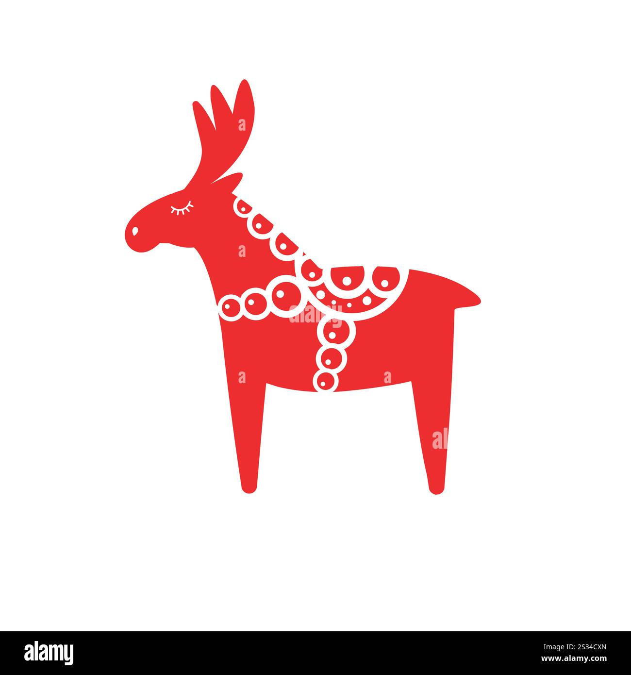 Vector flat red Scandinavian Dala deer moose isolated on white ...